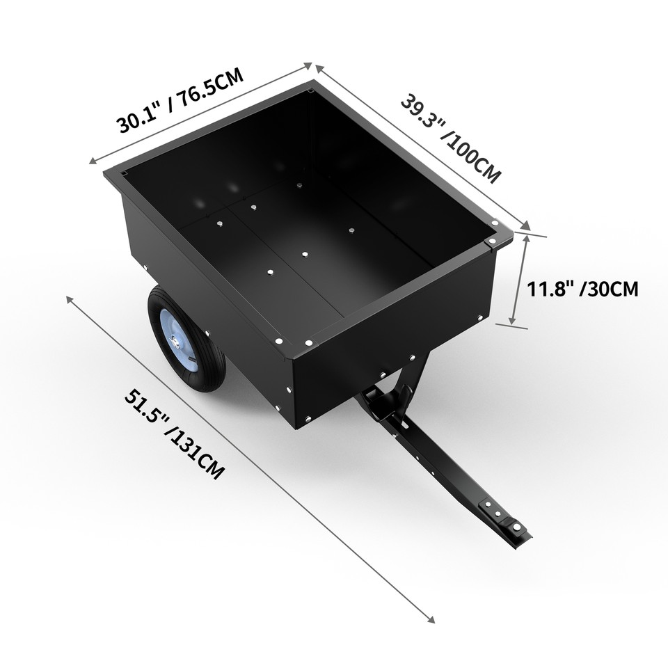 Dump Cart Tow Behind Lawn 350LB Steel Black for Lawn Tractor & ATV UTV ...