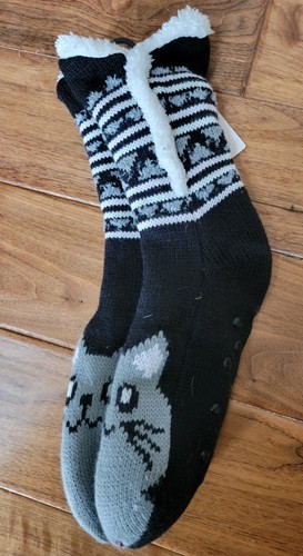 Secret Treasures Cat Socks 4-10 NWT Black Lined Tall Thick | eBay