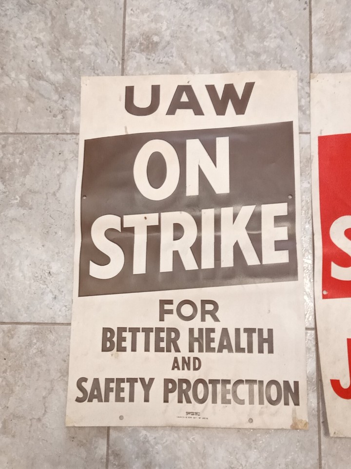 Vintage U.A.W United Auto Workers strike poster signs | eBay UK