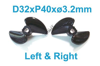2pairs D32mmxP40 2-Blades RC Boat Left&Right Propeller 1/8" Shaft US ...