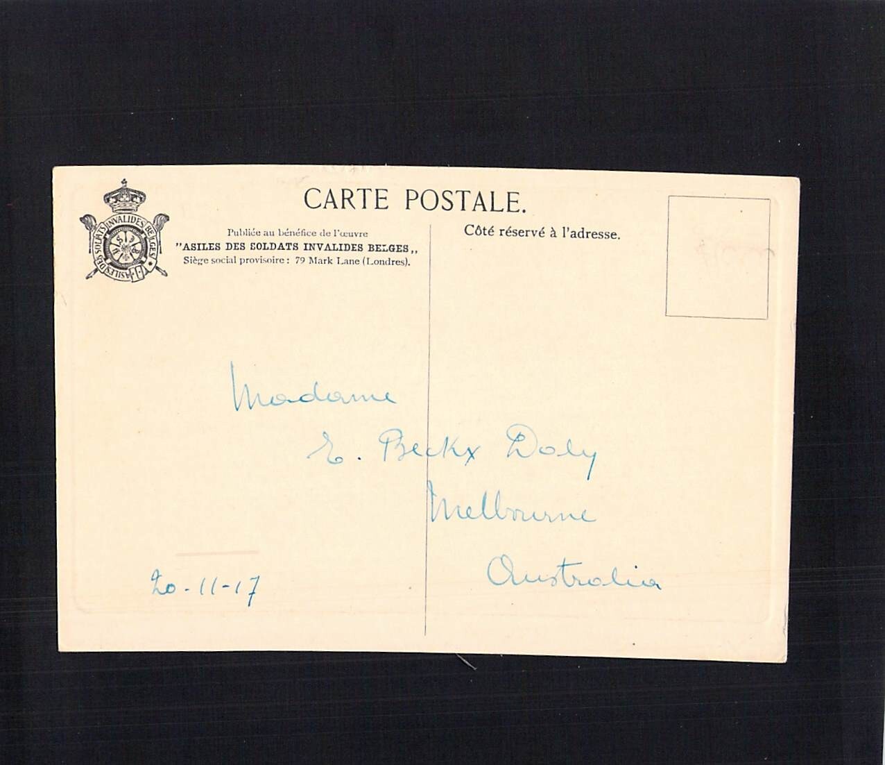 D6111 Military Aumoniers Armee Begle WW1 c1917 to Melbourne vintage ...