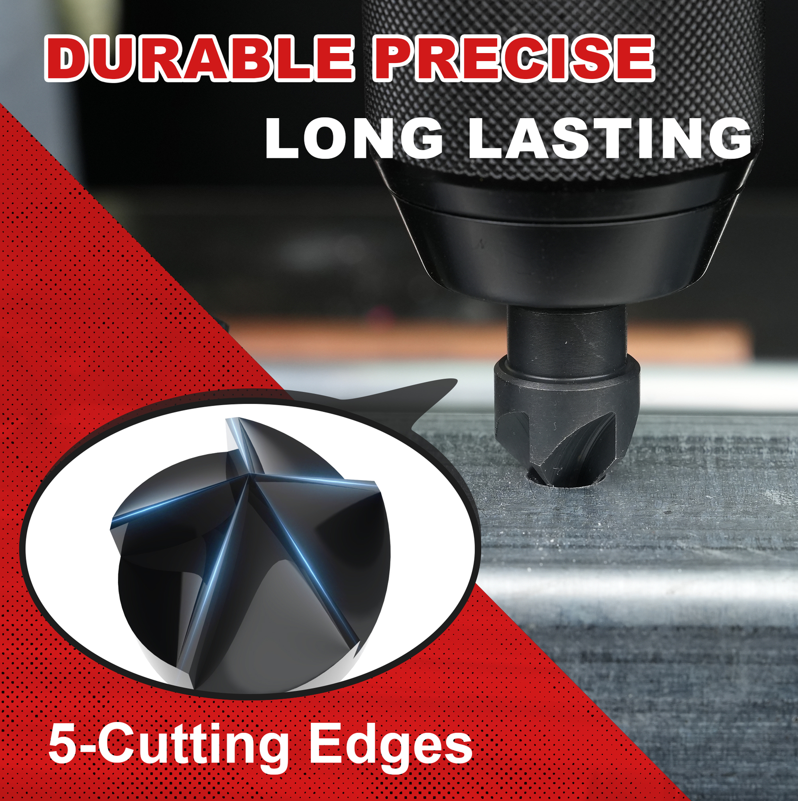 82° 5 Flute Countersink Drill Bit Set for Metal 1/4 In Hex Shank ...