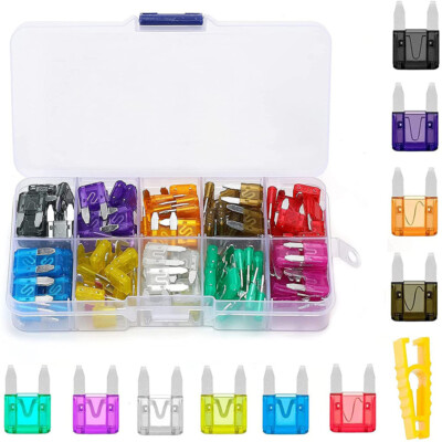 120PCS Mini Auto Blade Fuses Box Assorted Car Van Bike Fuse Set with ...