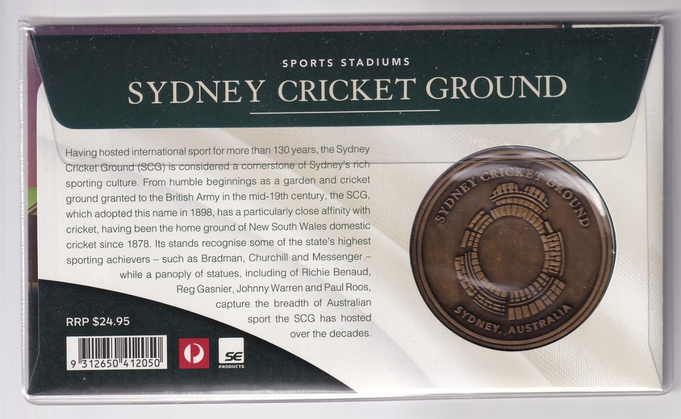 AUSTRALIAN PNC: 2019 SYDNEY CRICKET GROUND MEDALLION 1182/2000 #M3255 ...