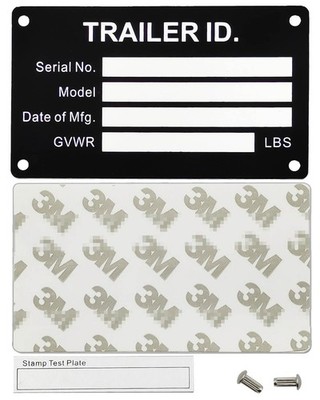 Trailer VIN ID Plate Data TAG Blank Model Identification VIN Serial ...