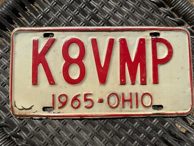 1965 OHIO License Plate ** HAM RADIO OPERATOR ** AMATEUR ** CALL ...