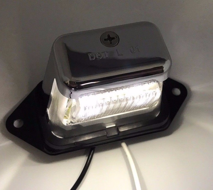 Universal RV Chrome Bright LED License Plate Light Trailer ATV Hot Rod ...