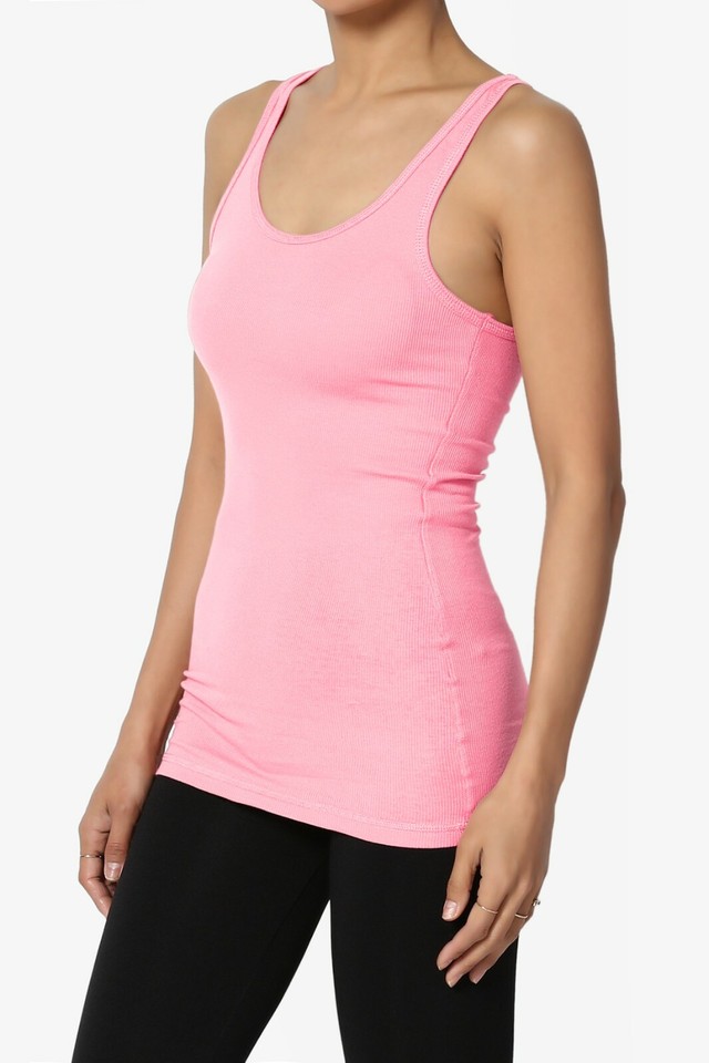 Women's Sporty Casual Basic Racerback Ribbed Cotton Spandex Tank Top ...