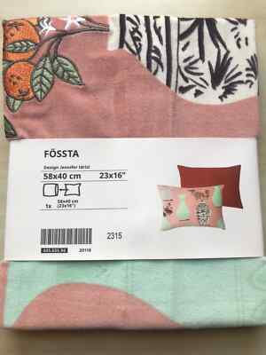 Ikea Fossta Cushion/Pillow Cover Flower Fruit Vase Green/Pink 58x40cm ...