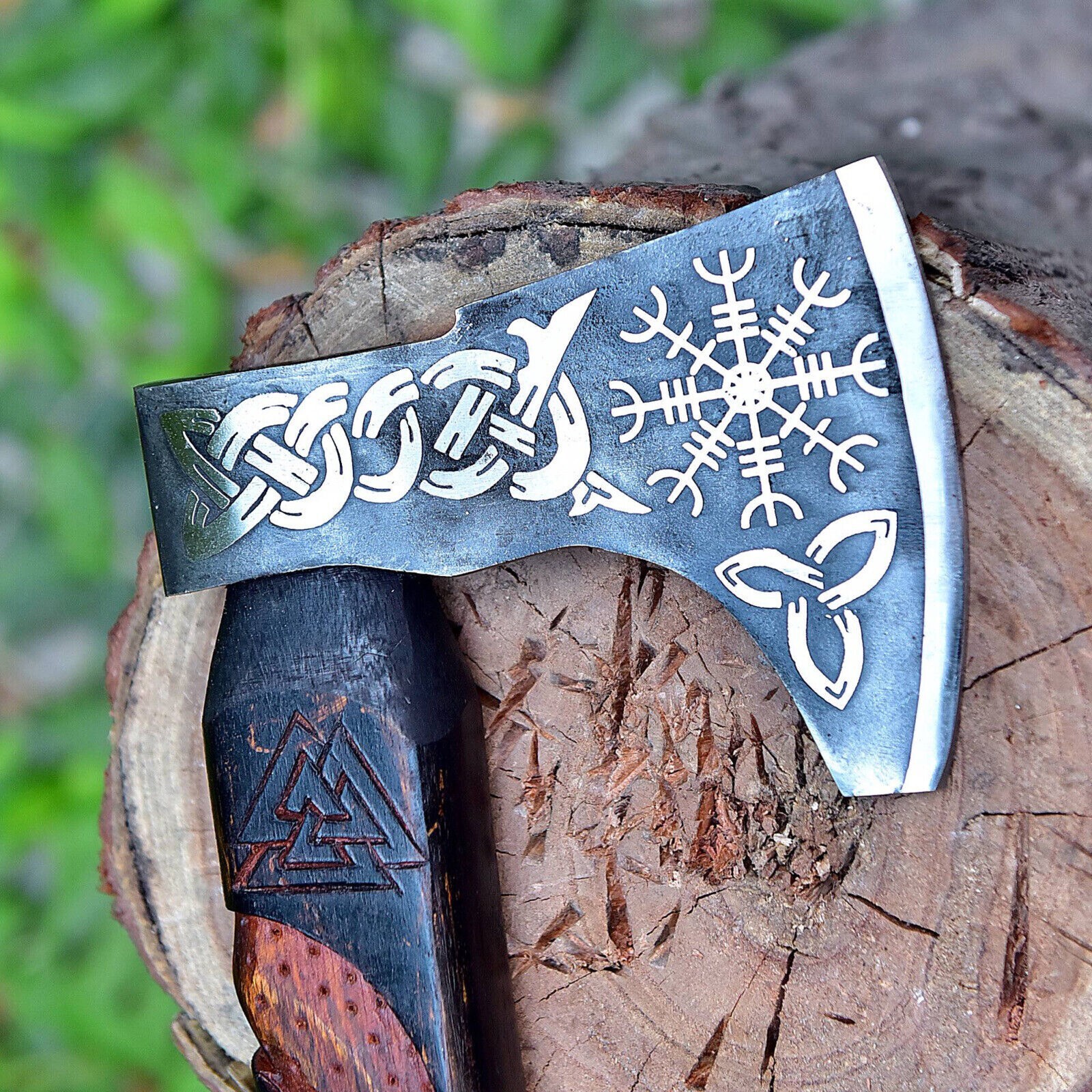 HANDMADE CARBON STEEL VIKING AXE HATCHET INTEGRAL THROWING TOMAHAWK ...