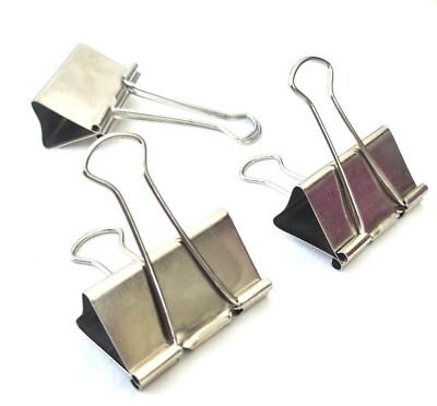 12x Silver Bulldog Foldback Letter Clips Metal Binder Paper Grip ...