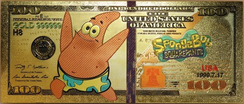 Patrick Star Spongebob Cartoon Neuheit 24K Gold Folie Beschichtet Note ...