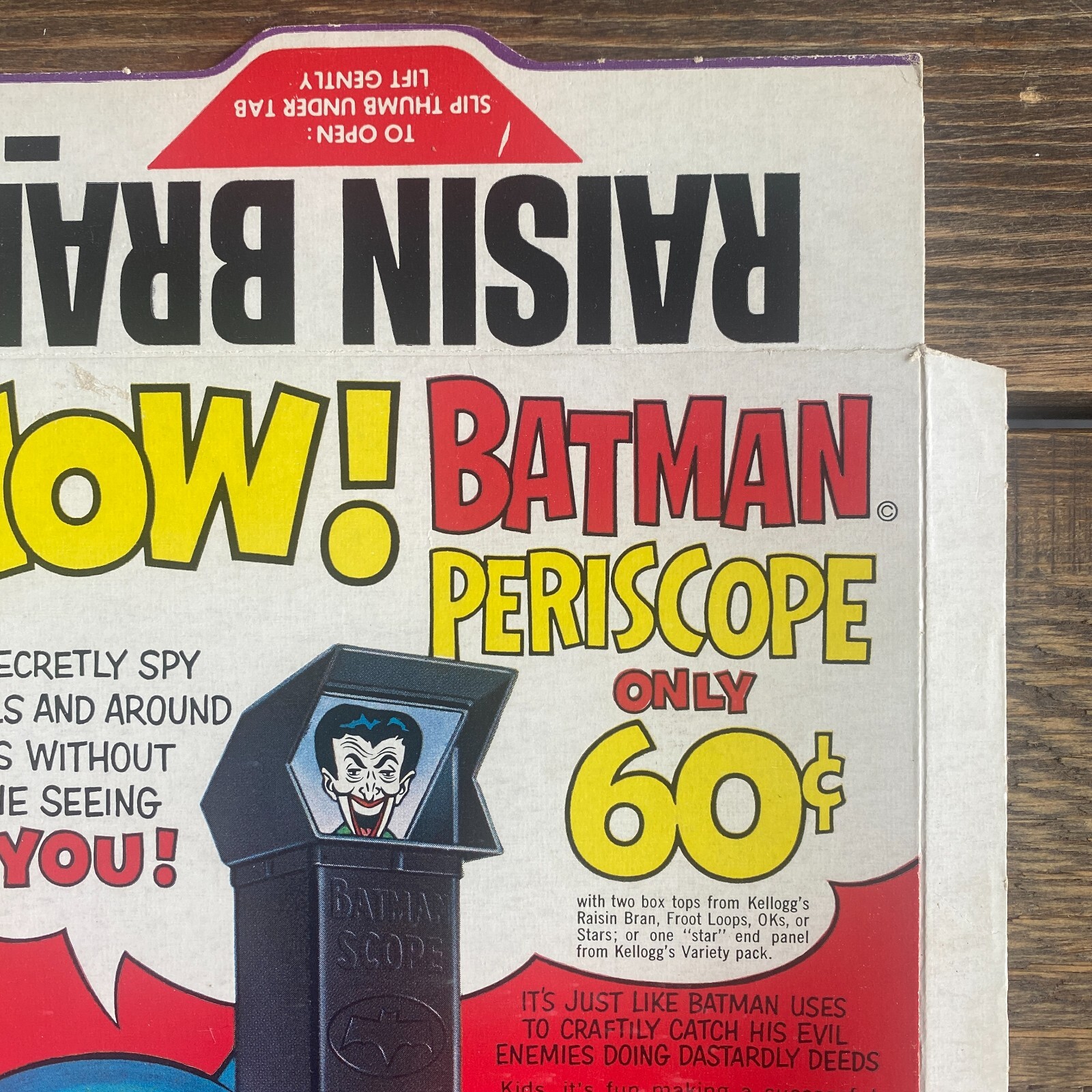 Rare Batman 1966 Periscope Kellogg's Raisin Bran Cereal Box RARE | eBay