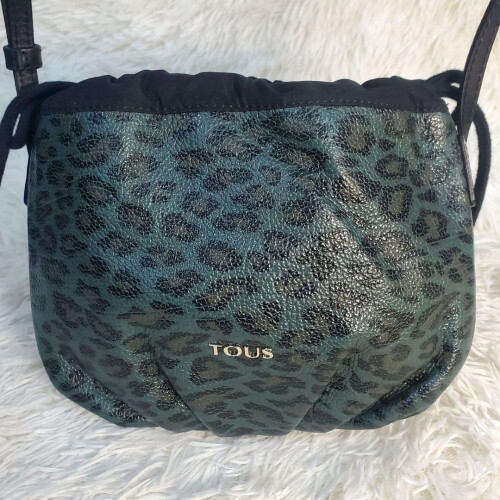 TOUS Shoulder Bag Drawstring Leopard Green Bridgy Collection limited ...