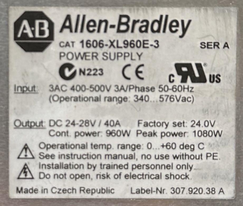 Allen-Bradley 1606-XL960E-3 AC/DC DINRail Mount Power Supply for sale ...