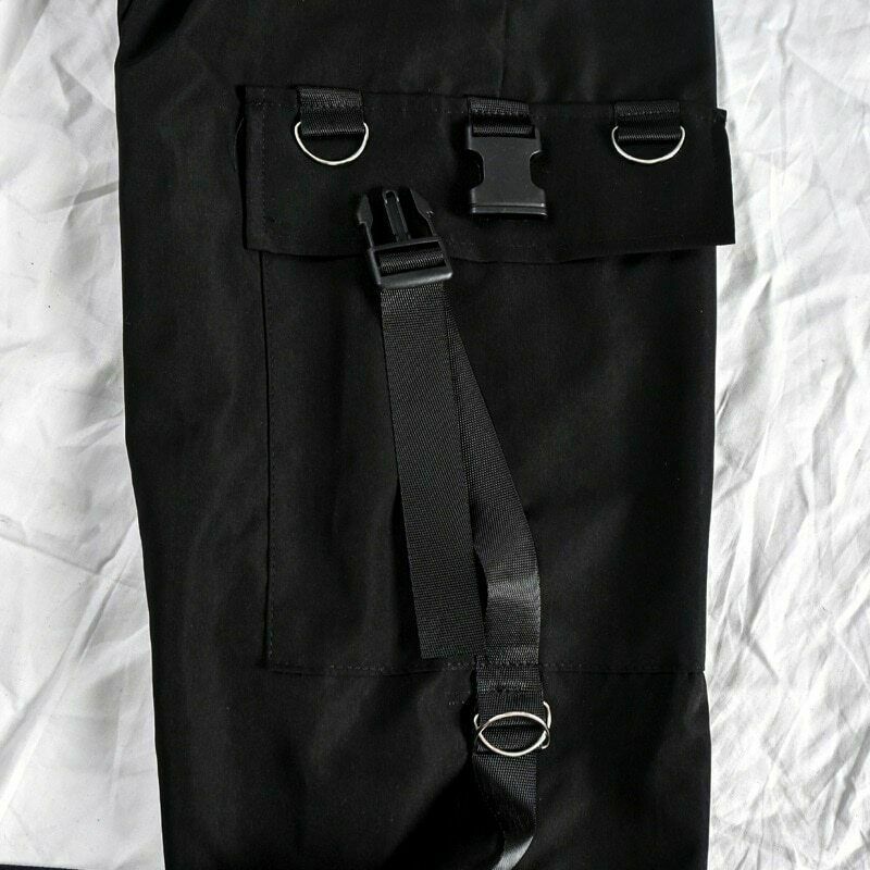 Gothic Women Black Cargo Pants Punk Chain Hip Hop Trousers Casual ...