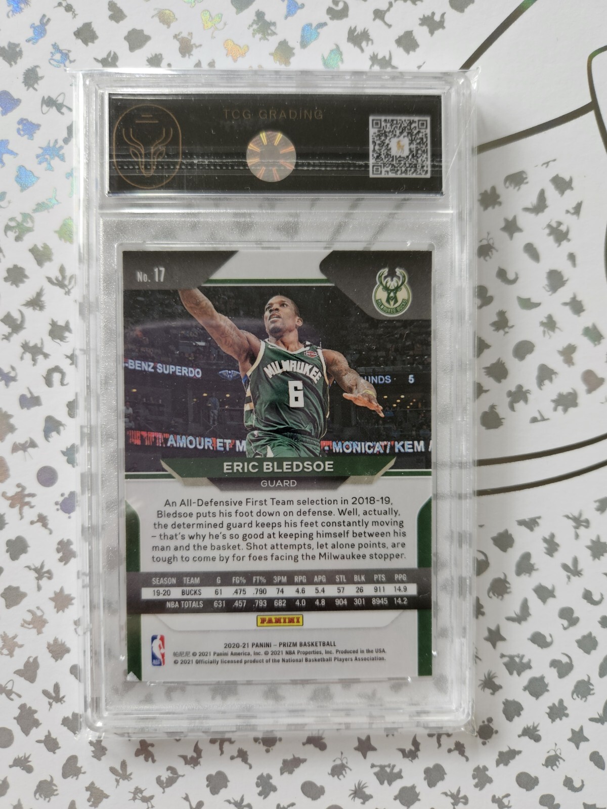 NBA Eric Bledsoe - 2020-21 Panini Prizm Holo Milwaukee Bucks #17 TCG 7 ...