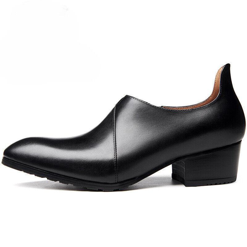 Mens Business Side Zip Pointed Toe Formal Dress Heel Party Low Top ...