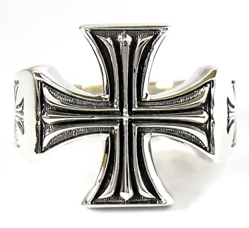 KNIGHT TEMPLAR IRON CROSS SOLID STERLING 925 SILVER RING | eBay