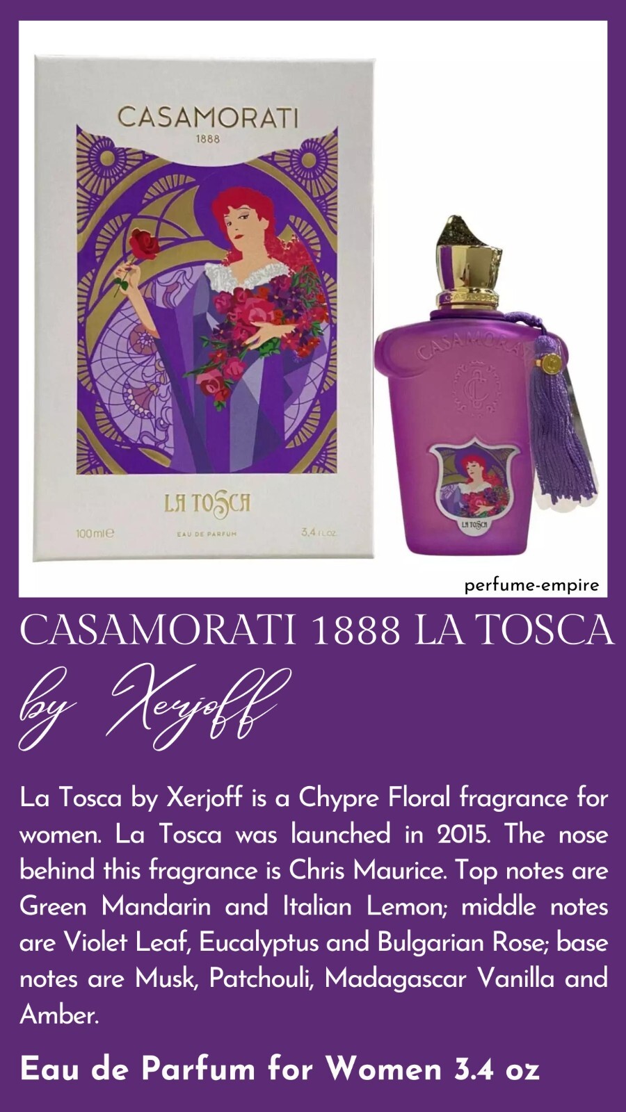 Casamorati 1888 La Tosca by Xerjoff perfum for women EDP 3.3 / 3.4 oz ...