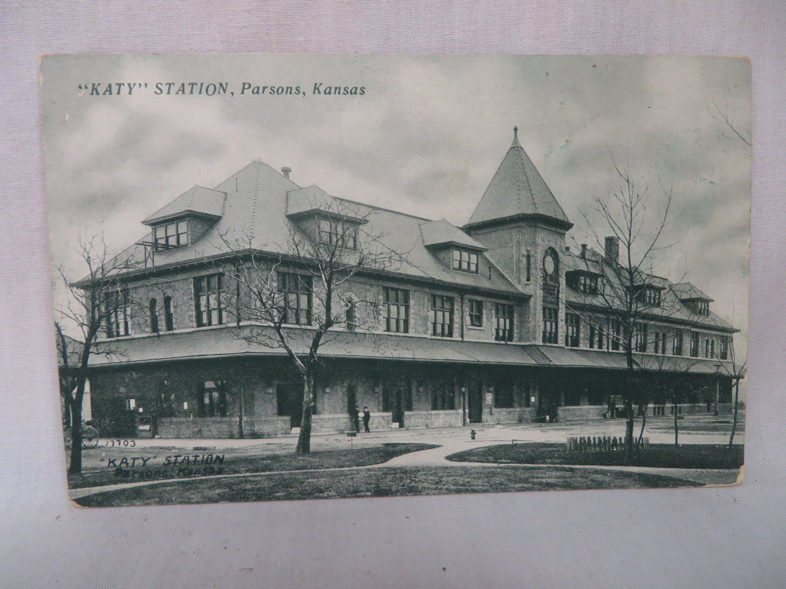 VINTAGE POSTCARD MKT KATY RAILROAD PASSENGER STATION DEPOT PARSONS ...
