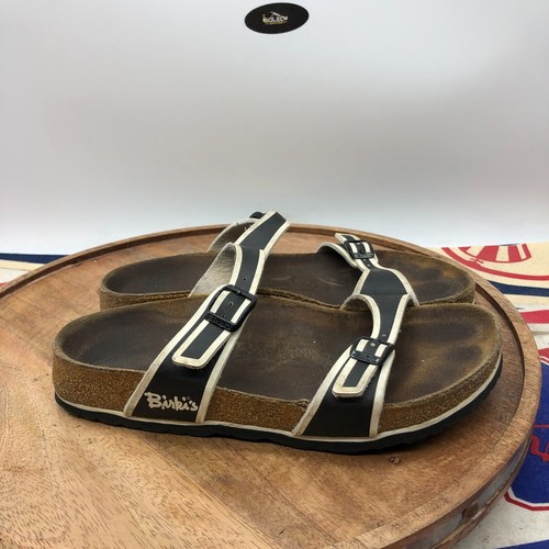 Birkenstock Birkis Sydney Womens Black White Birko Flor Sandals Size 38 ...