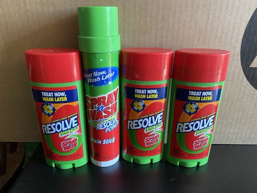 Lot 4 Resolve Spray 'n Wash Laundry Pre-Treater Stain Stick Remover 3oz ...