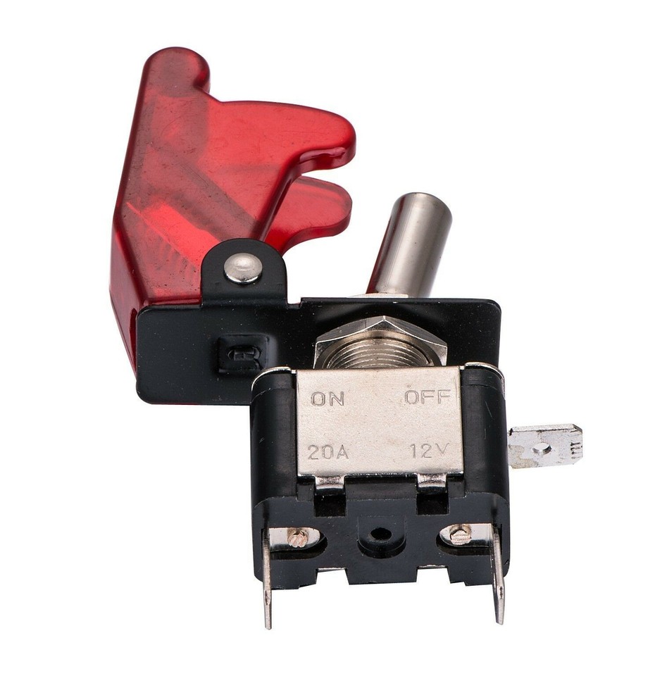 Safety Flip Switch SPST Red LED On/Off 20A 12V DC Heavy Duty for Autos ...