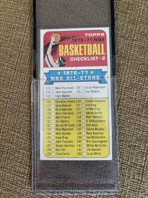 1970-71 Topps #101 NBA Basketball Card Checklist #2 111-175 UNMARKED ...