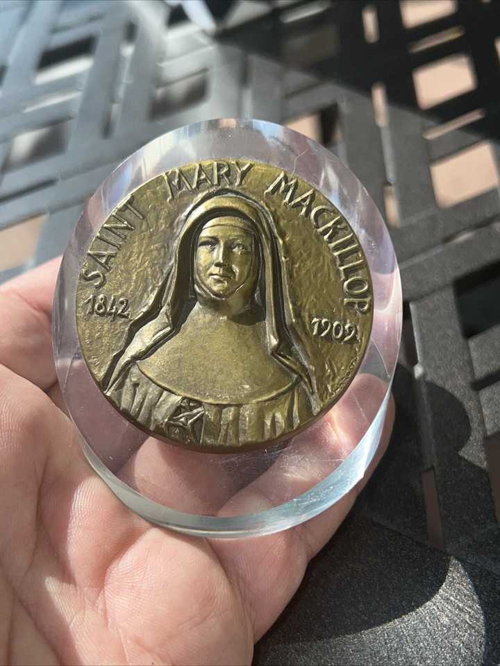 Saint Mary MacKillop Canonization Bronze Medallion On Lucite Base ...
