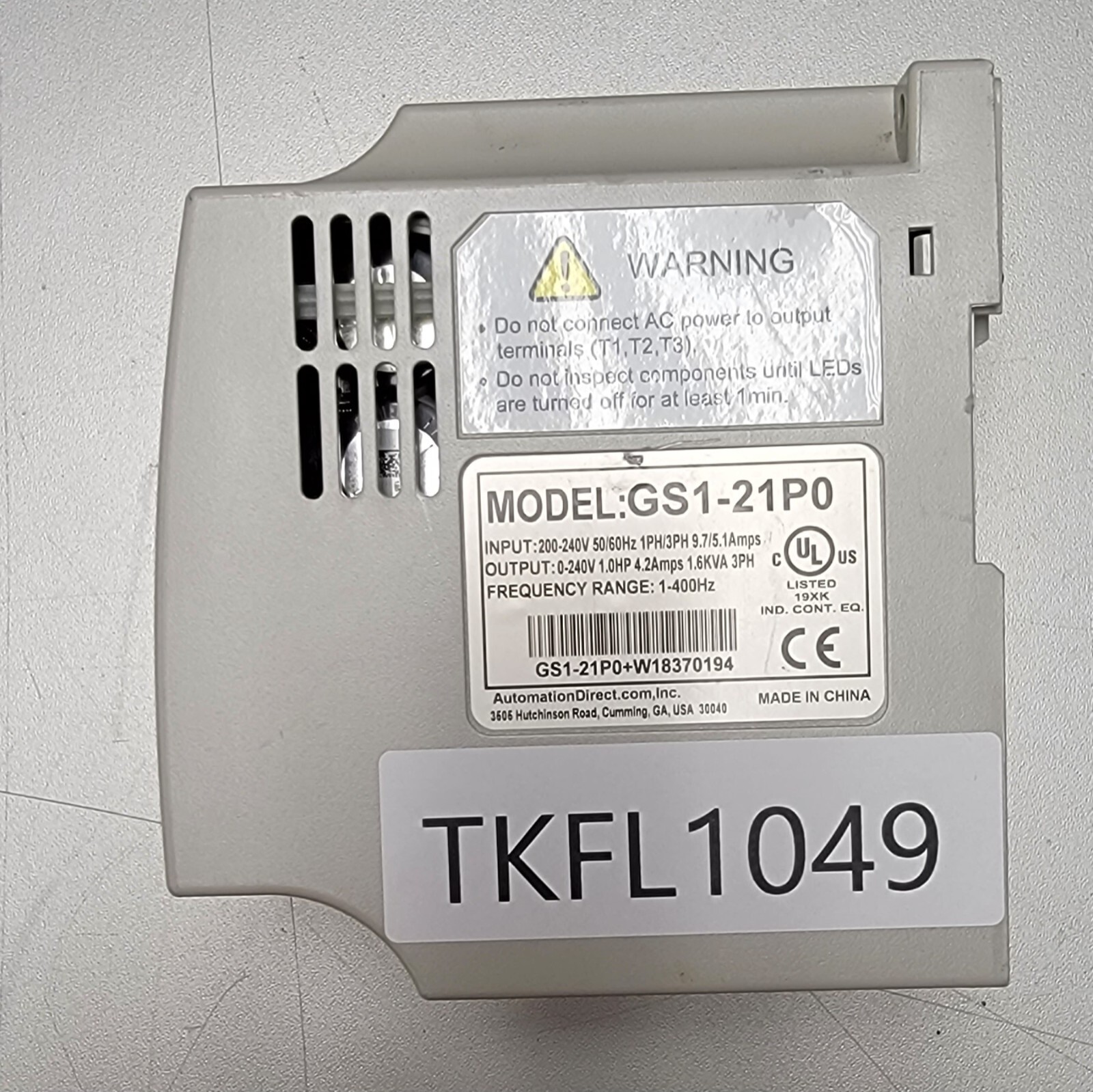 Automation Direct GS1-21P0 1.0HP 230V 3PH Variable Frequency /Speed AC ...