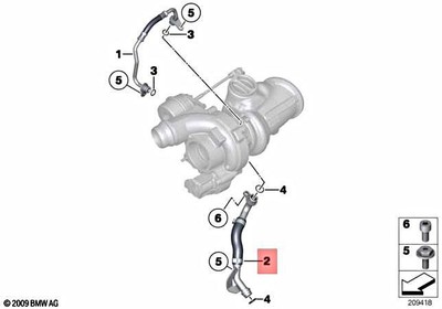 Genuine BMW E70N E71 E82 Turbocharger Oil Supply Outlet Pipe OEM ...