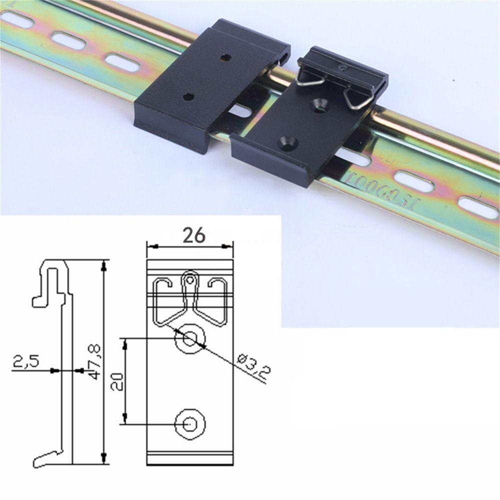 4Pcs Black DIN Rail Mount Clip DIN Rail Fixed Clamp Countersunk Head M3 ...