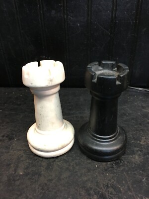 Extra Large Chess Board Pieces pair of Rooks 5.5in Hard Resin Statute ...