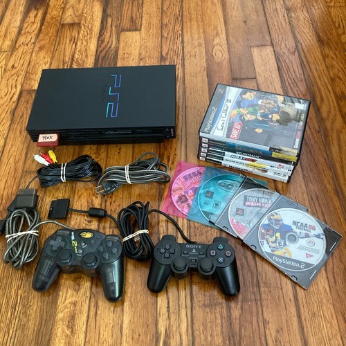 PlayStation 2 PS2 Fat Black Console SCPH-30001 Bundle 1 Controller 10 ...