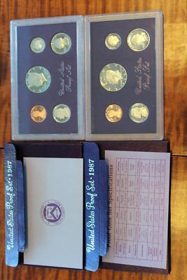 (2)1987 S PROOF SETS IN ORIGINAL BOX U.S. MINT WITH COA (5 COIN SETS ...