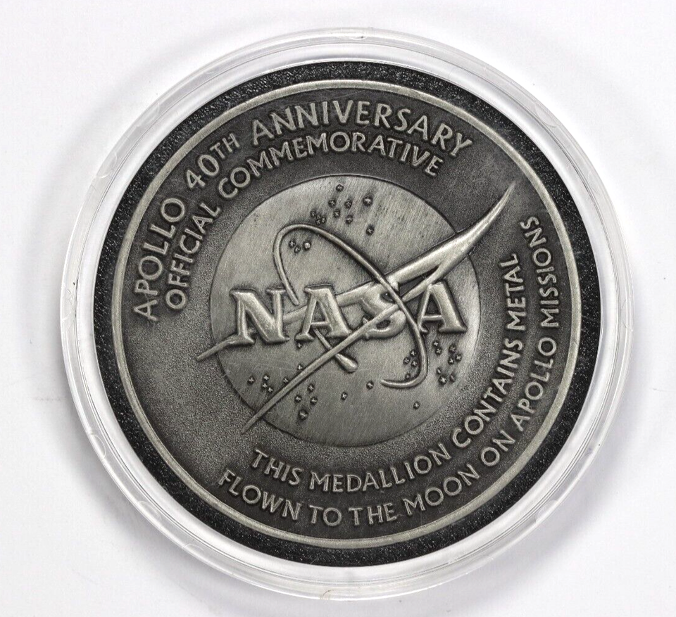 Apollo NASA Space Flown Metal 40th Anniversary Medallion Commemorative ...