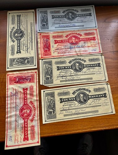 A group of five colorful 19th century checks and warrants | eBay