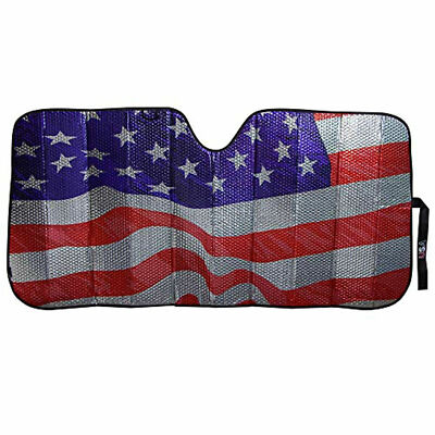 New Blue & Red American Flag Foil Windshield Sun Shade 58" x 27 ...