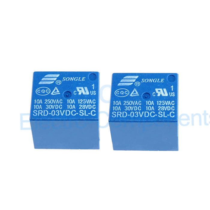 SRD-03VDC-SL-C Mini 3VDC 10A 5 Pins SONGLE Power Relay PCB Type 10PCS ...