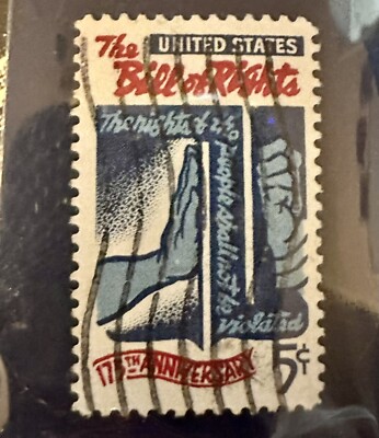 US 5 Cent Bill of Rights Postage Stamp 1966 Scott 1312 VG US102 | eBay