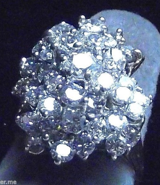 LADIES DIAMOND WATERFALL COCKTAIL CLUSTER DINNER RING, 6 CARATS,14K ...
