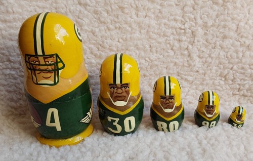 Vintage NFL Green Bay Packer Russian Nesting Doll Set of 5 Nesting ...