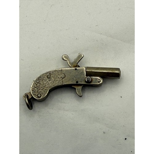 Antique 1920's Pin Fire Cap Pistol Gun Watch Fob Charm Pendant keychain ...