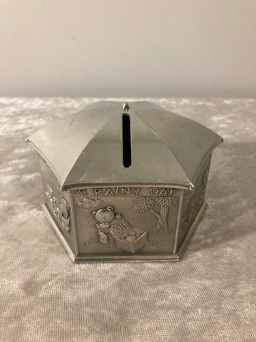 Royal Selangor Coin Bank 3D Bears Pewter Kids "Saving For A Rainy Day ...