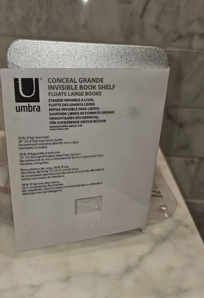 Umbra Conceal Grande Invisible Bookshelf Floating Wall Mount Large ...