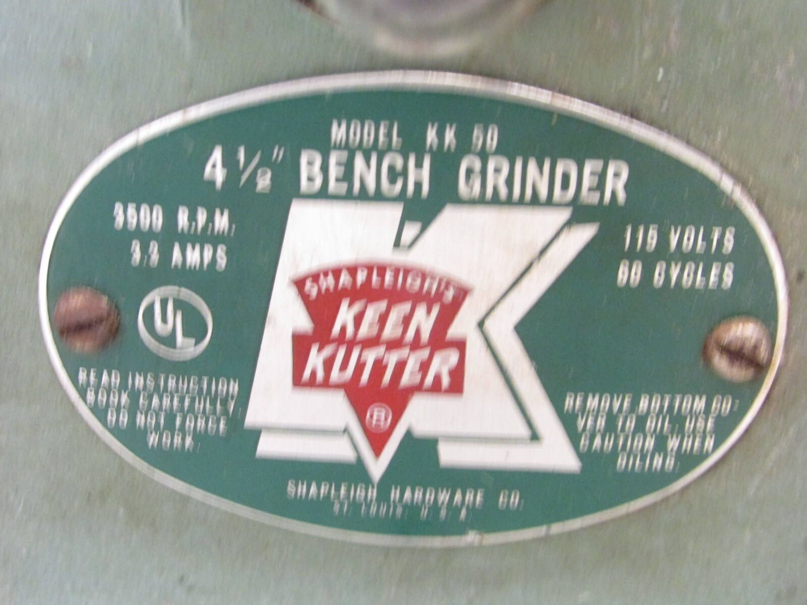 VINTAGE KEEN KUTTER TOOLS 4-1/2" BENCH GRINDER, KK-50 | eBay UK