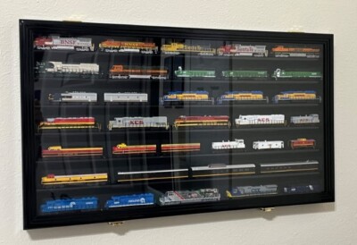Train Display Case N Scale Black 7 Shelves Cabinet Railroad Car ...