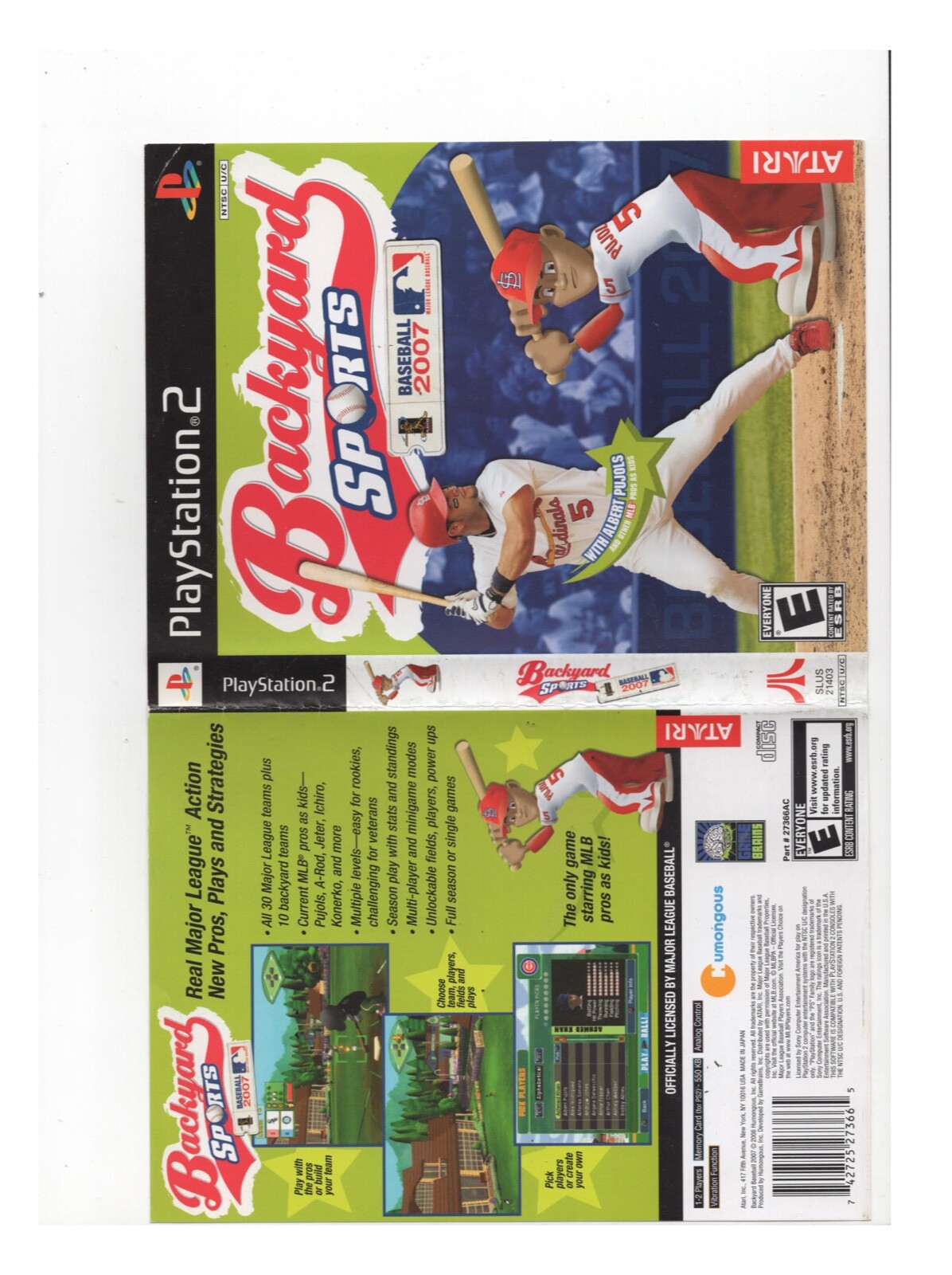 Backyard Sports Baseball 2007 PS2 ARTWORK ONLY Authentic Original | eBay