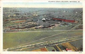 Waycross Georgia Atlantic Coast Line Shops Aerial View Vintage Postcard ...